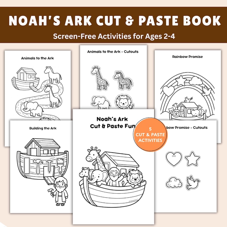 Noah’s Ark Cut and Paste | Christian Toddler Activity Printable | Bible ...