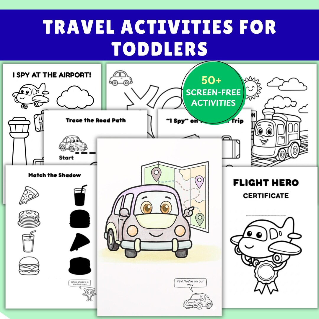 Toddler Travel Activity Bundle Printable | Airplane Road Trip Train ...