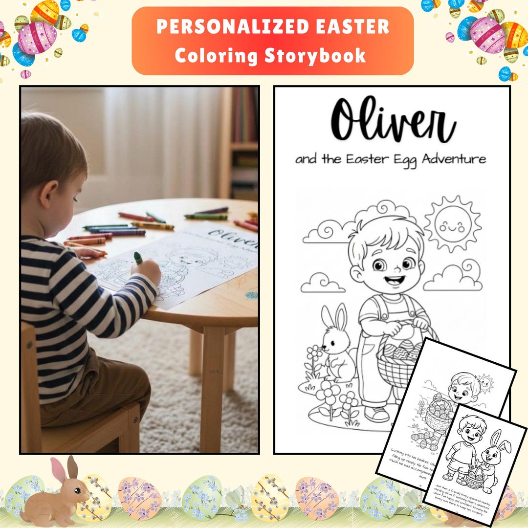 Custom Easter Coloring Book for Boys | Personalized Toddler Name Story ...