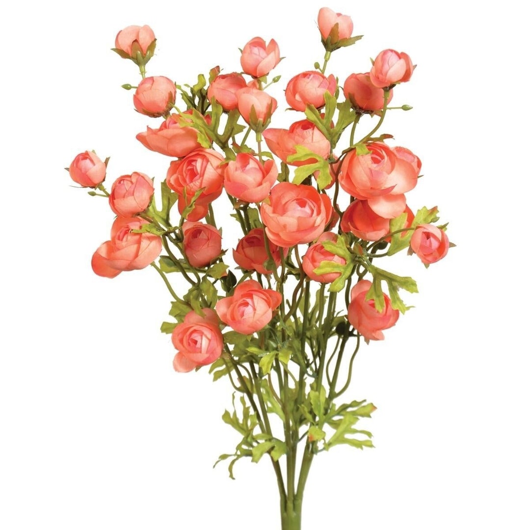 Peach Faux Flowers, Peach Mini Ranunculus Faux Coral Ranunculus Fake ...
