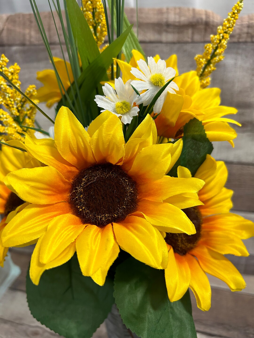 Sunflower Daisy Bunch 23" Fake Sunflower With Mini Daisy 6 Sunflowers 4 ...