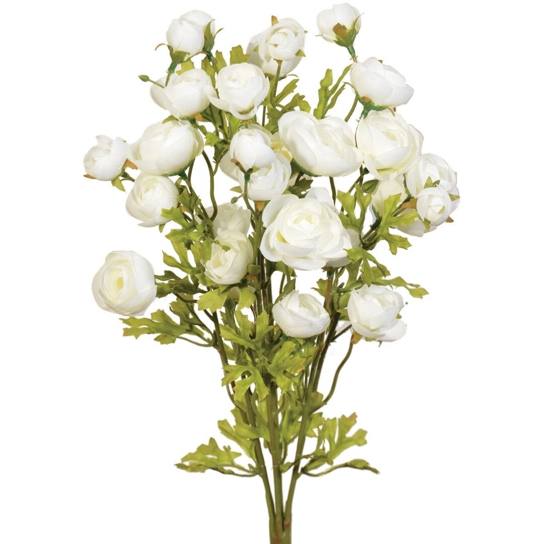 White Mini Ranunculus Bush, White Mini Ranunculus, Faux White ...