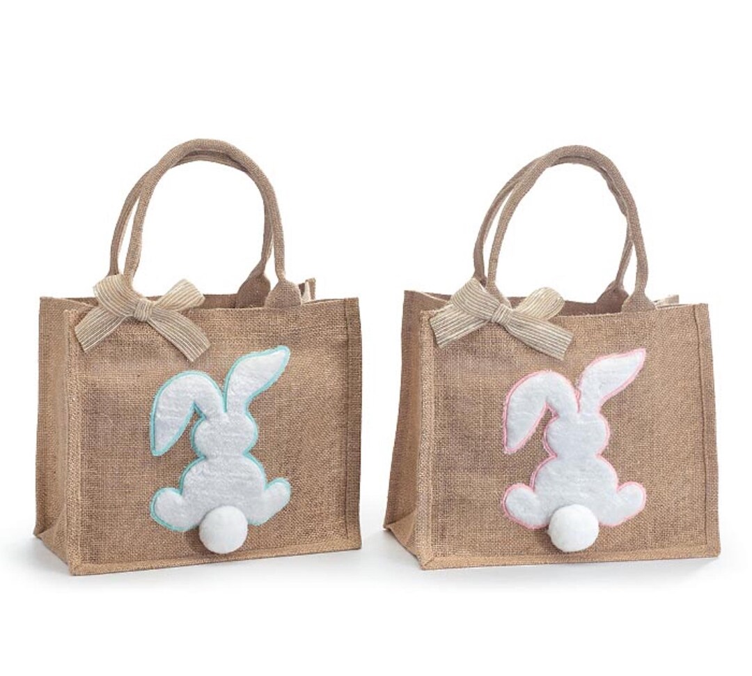 New Burlap Easter Bunny Bag, Easter Bunny Basket, Easter Bunny Decor - Etsy