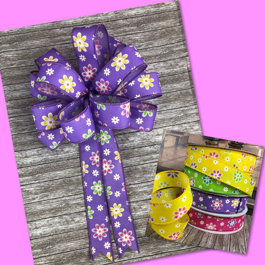 New Daisy a Day Wired Ribbon 1-1/2 Ribbon, Daisy Print Ribbon, Wired ...
