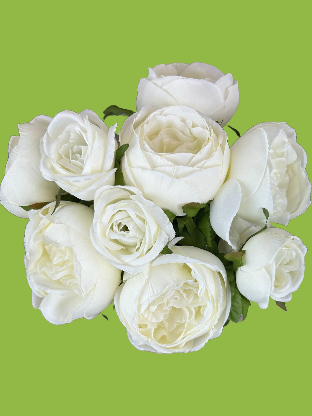 White Cabbage Rose Bunch DIY Bridal Bouquet Flowers Bridal White Fake ...