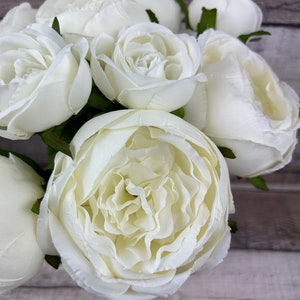 White Cabbage Rose Bunch DIY Bridal Bouquet Flowers Bridal White Fake ...