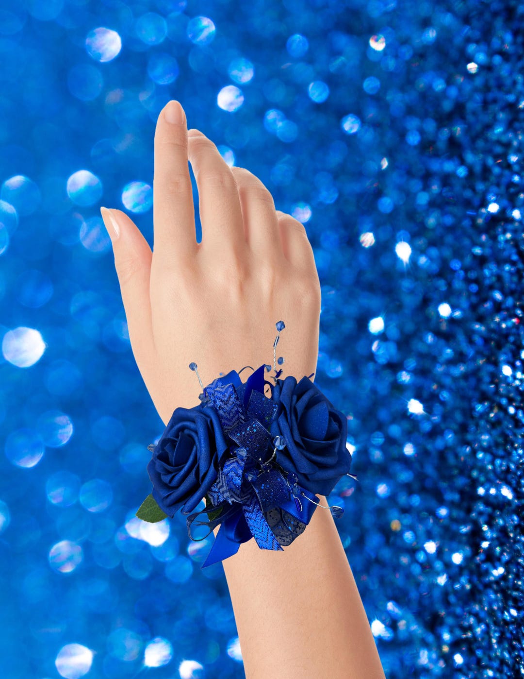 Royal Blue Prom Bout W Bling Wrist Corsage or Bout Royal Bridesmaid ...
