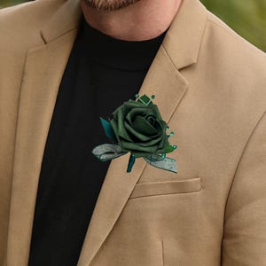 Hunter Green Prom Flowers W Bling Emerald Wrist Corsage or Bout Green ...