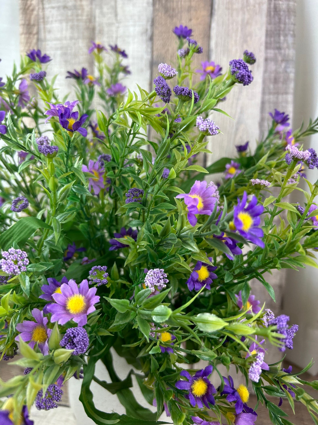 Fake Purple Flowers Purple Mini Daisy Bush 19" Total Length 10 Stems 30 ...