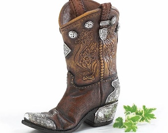Resin Cowboy Boot Vase - Etsy