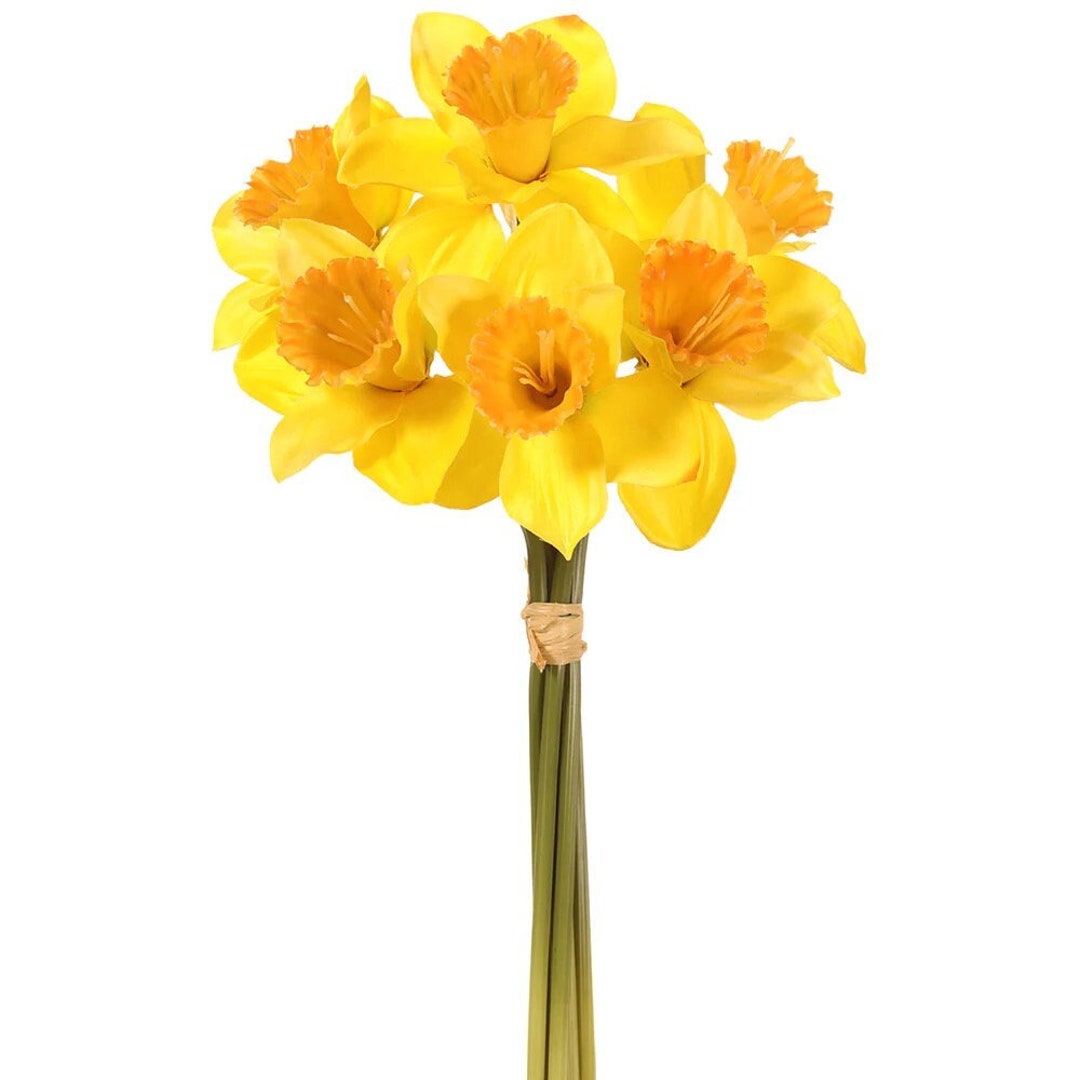 Daffodil Yellow Fake Daffodil Bunch 6 Yellow & Gold Daffodils With ...