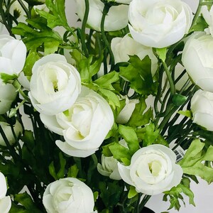 White Mini Ranunculus Bush, White Mini Ranunculus, Faux White ...