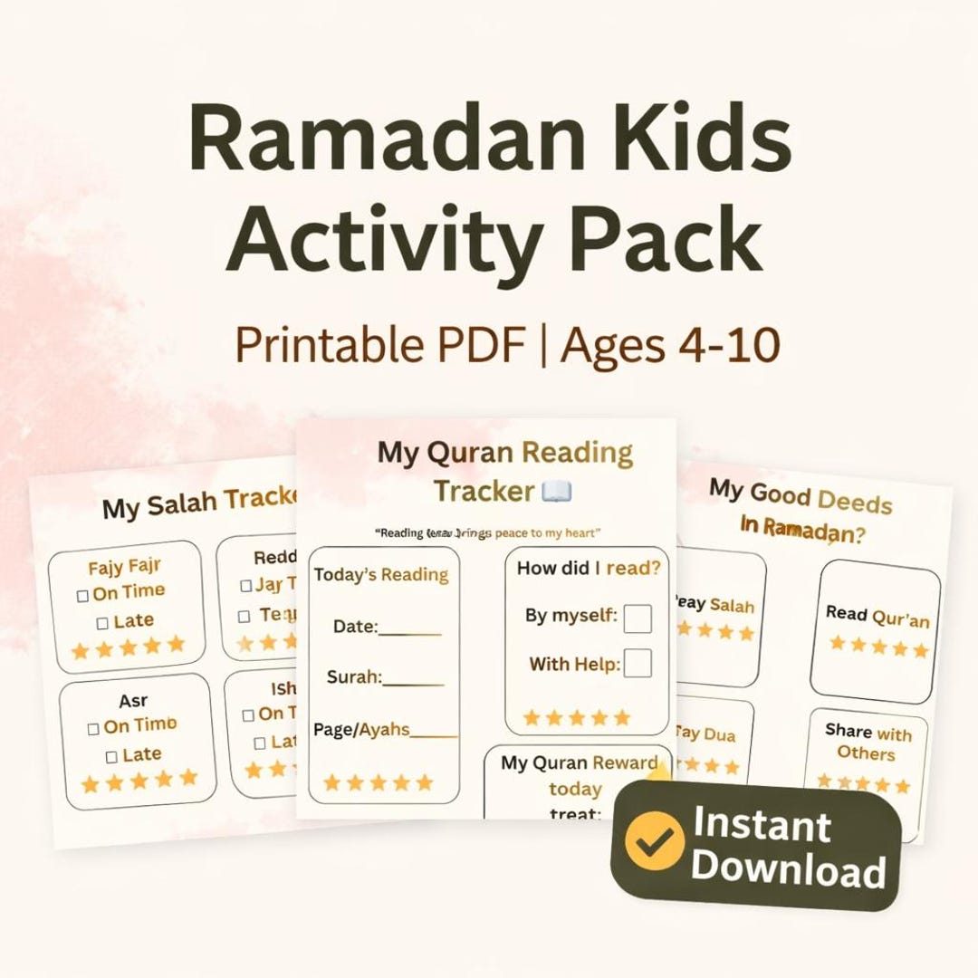 Ramadan Kids Activity Pack Printable Salah Quran Tracker Ramadan ...