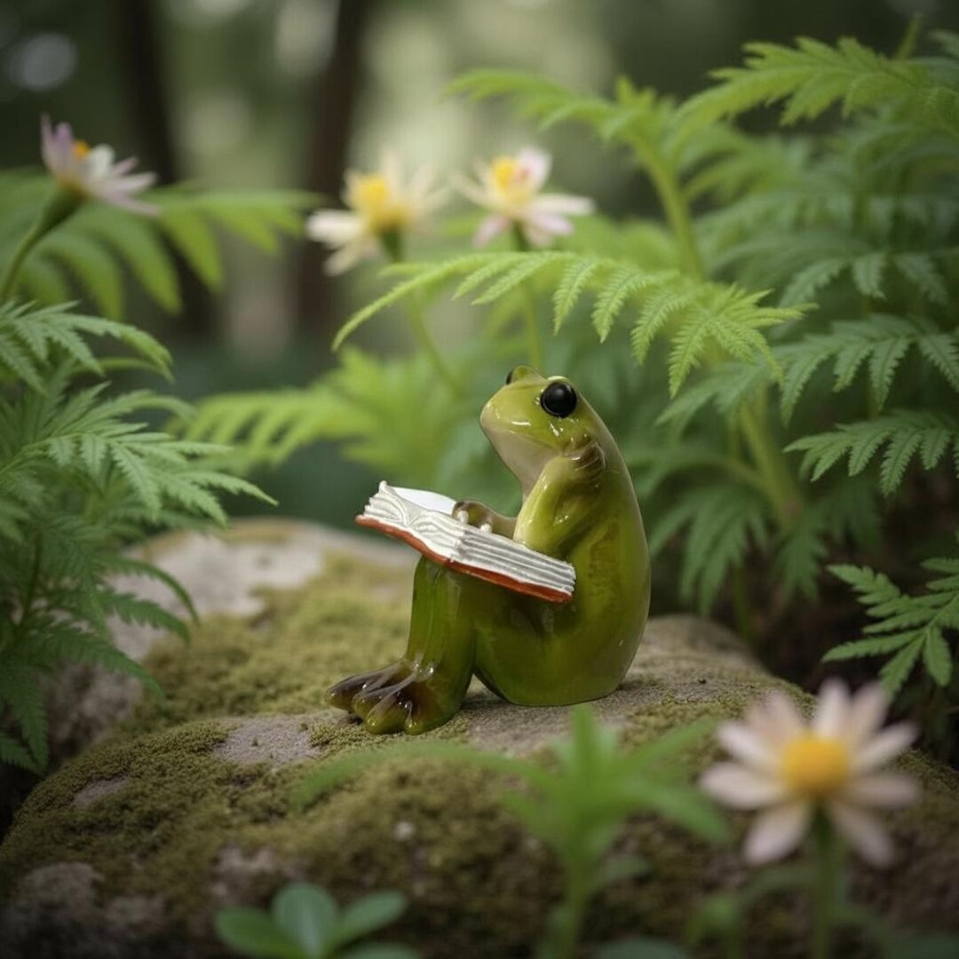 Miniature Small Frog Reading a Book DIY Garden Supplies Accessories - Etsy