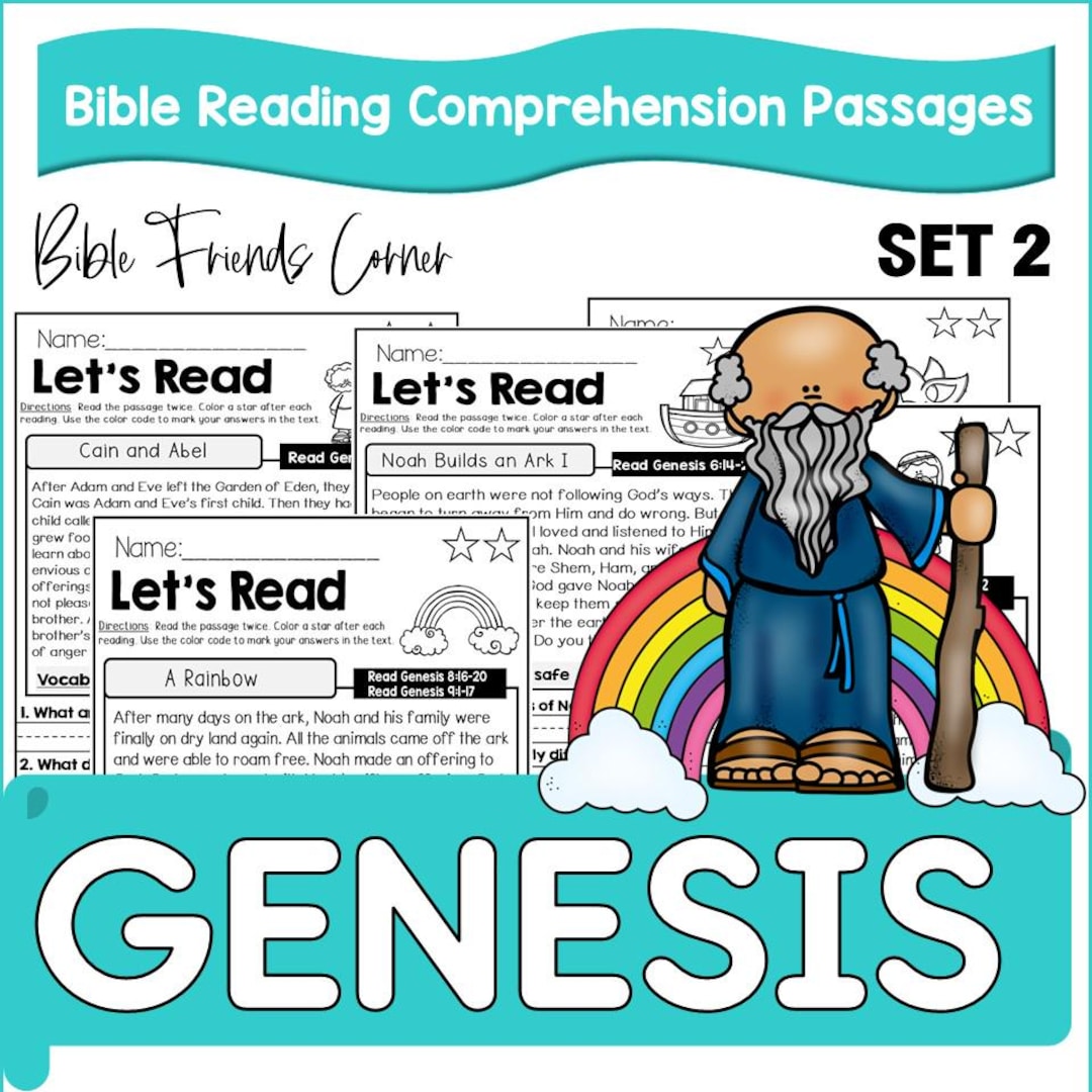 Genesis Bible Reading Comprehension Passages Set 2 |bible Study Lessons ...