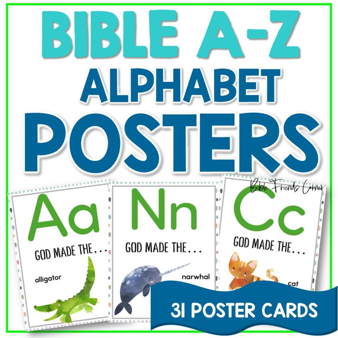 Buy Bible ABC Poster Cards|pre-k Alphabet Bible Posters|alphabet Sound ...