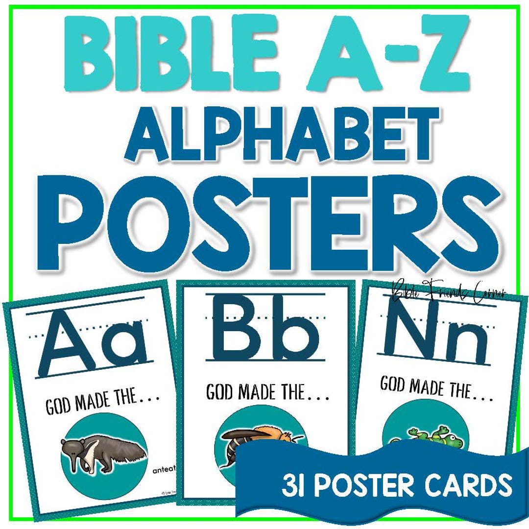 Bible ABC Poster Cards|pre-k Alphabet Bible Posters|alphabet Sound ...