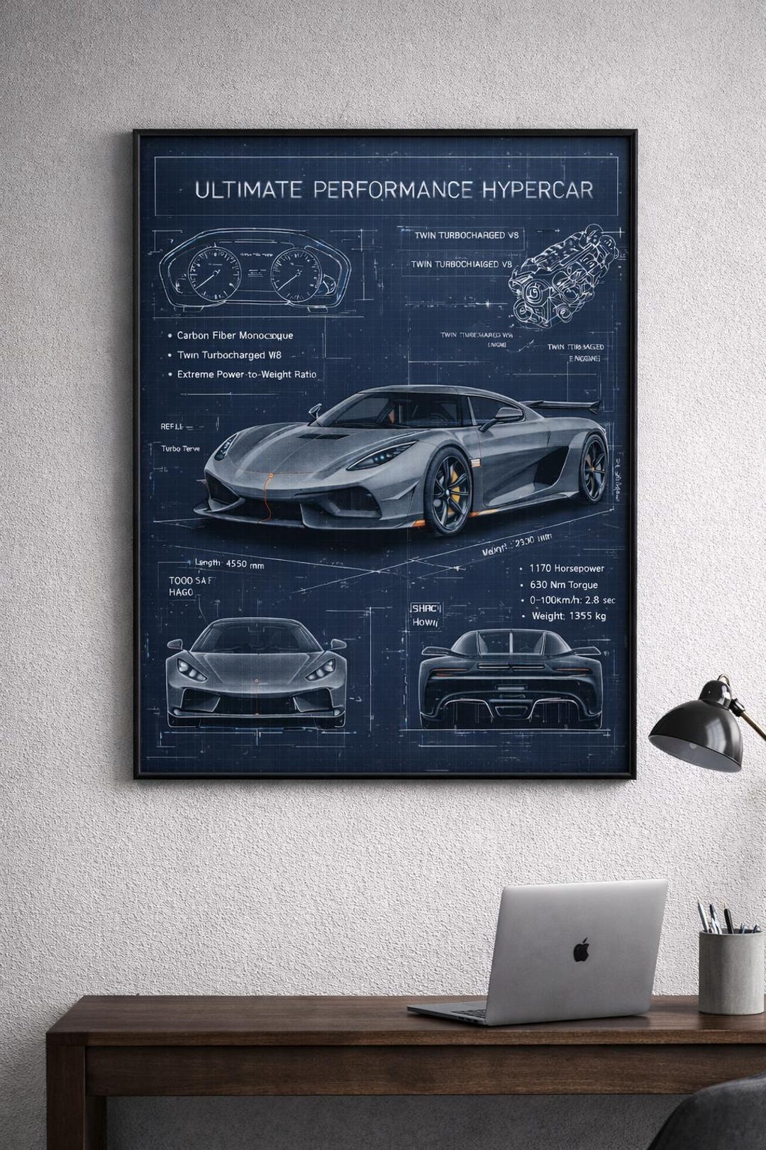 Ultimate Performance Hypercar Blueprint Poster - Etsy