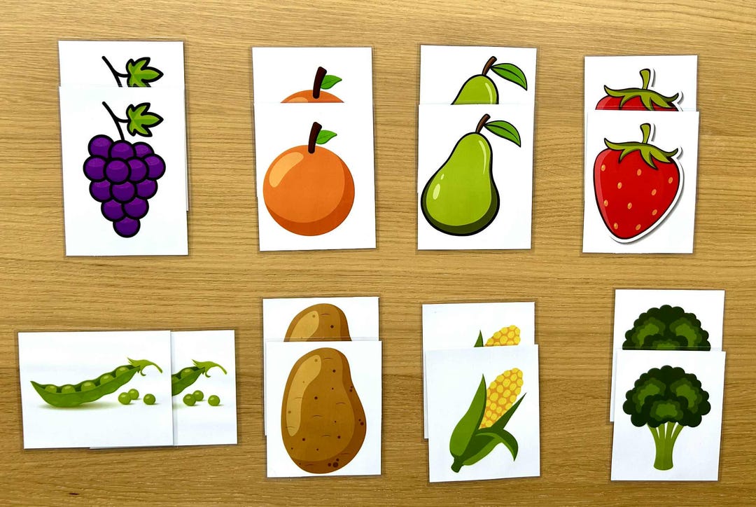 Fruit and Vegetable Memory Game – Montessori Learning Toy – Preschool ...