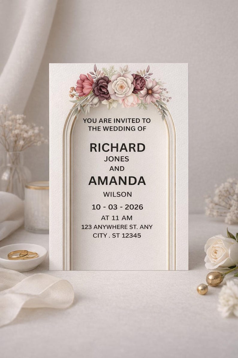Wedding Invitation Card Template – Editable Light Gray Wedding Invite ...