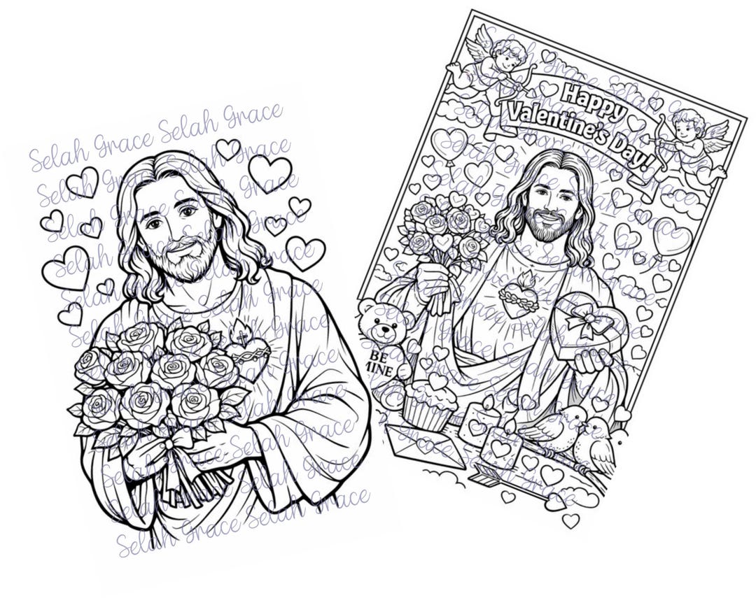 Religious Jesus Valentines Day Coloring Page | Digital Download ...