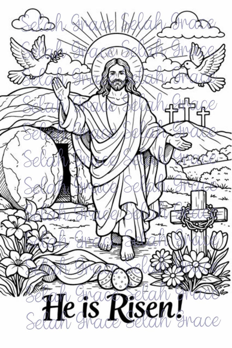 Religious Jesus Easter Coloring Page | Digital Download | Printable - Etsy