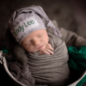 Hello Baby Boy - Baby Monogramed Hat - Name Hospital Hat - Knot Hat ...