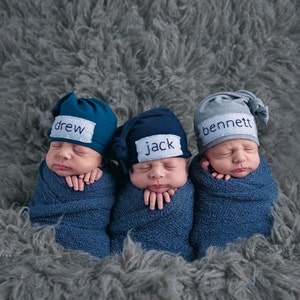 Hello Baby Boy - Baby Monogramed Hat - Name Hospital Hat - Knot Hat ...