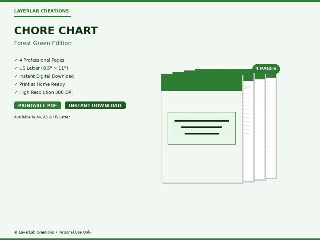 Couples Chore Chart | Forest Green Fair Share Planner | Relationship ...