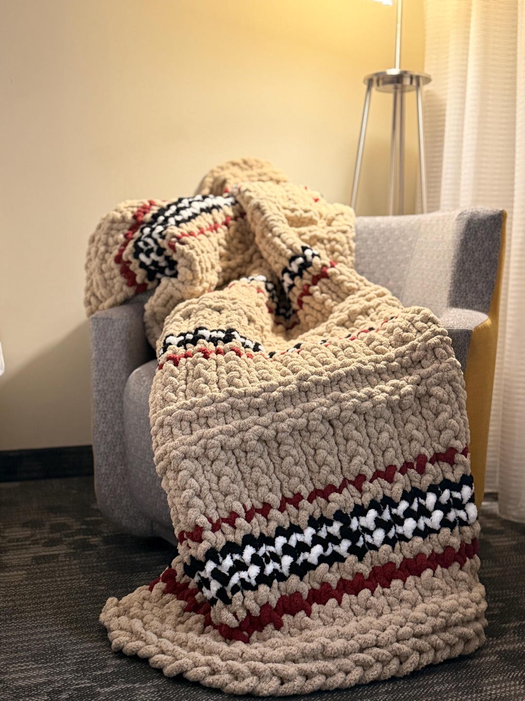 Chunky Knit Blanket PDF Pattern | Easy Finger Knitting Tutorial - Etsy
