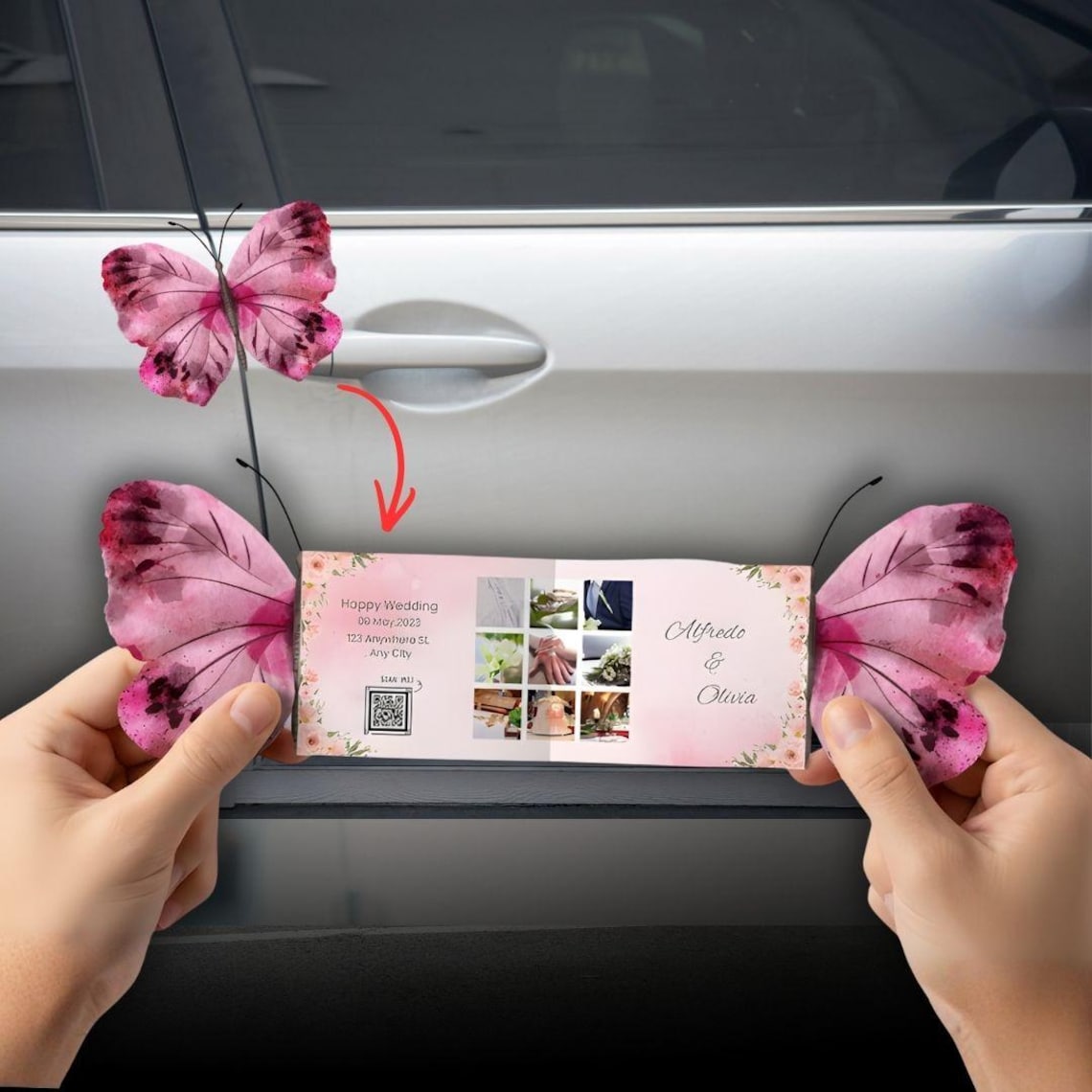 Butterfly Business Card Template | Folded Design, QR Code (digital ...