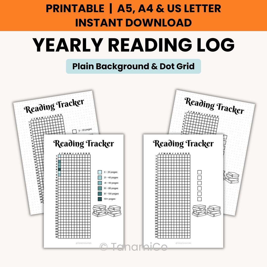 Yearly Reading Log | PRINTABLE | Pages Read Tracker |journal Page ...