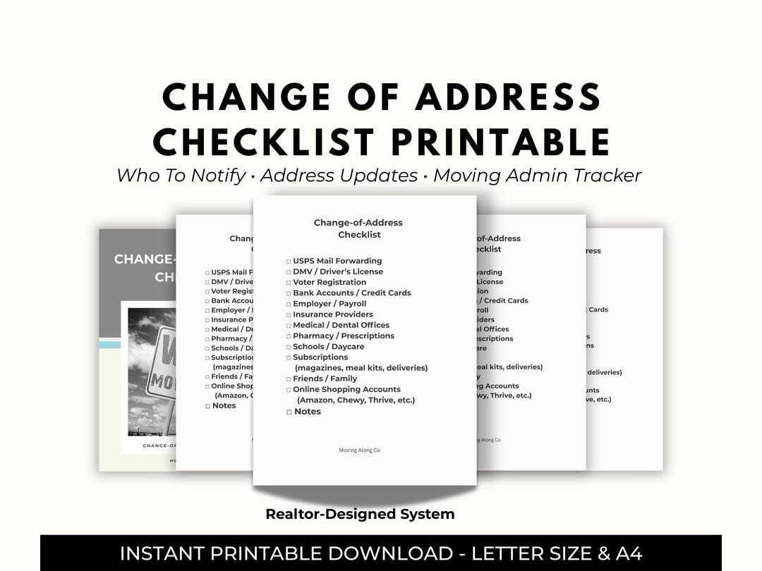 Change of Address Checklist for Moving | Printable Planner - Etsy