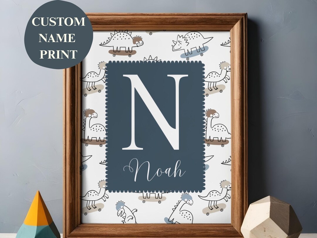 Personalized Dinosaur Name Print | Boy Nursery Initial Wall Art ...