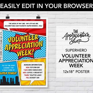 EDITABLE Volunteer Appreciation WEEK Superhero Promotional | Etsy