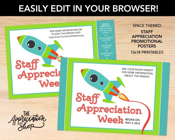 EDITABLE Promotional Posters for STAFF Appreciation Week | Etsy