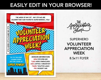 EDITABLE Volunteer Appreciation WEEK Superhero Promotional | Etsy