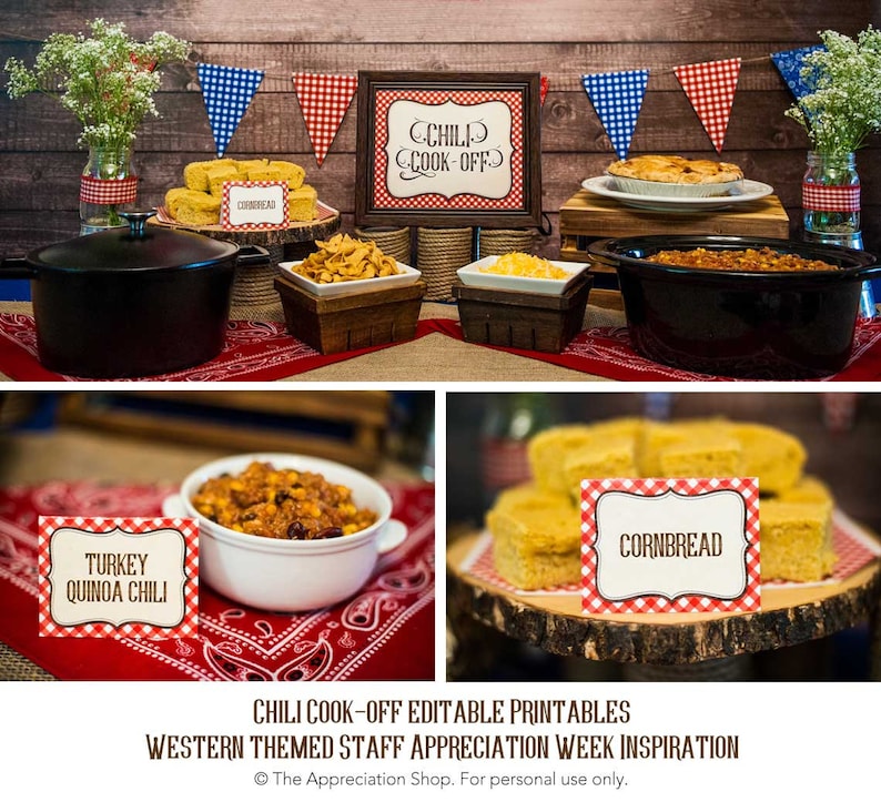 EDITABLE Chili Cook-off Printables Western Staff Appreciation and ...