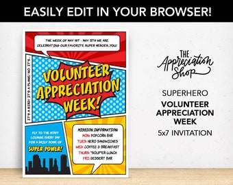 EDITABLE Volunteer Appreciation WEEK Superhero Promotional | Etsy