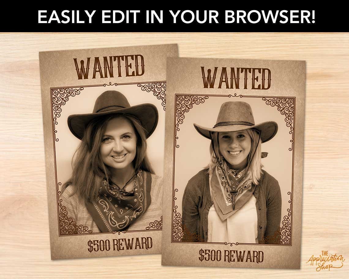 EDITABLE wanted Poster Cowboy Staff Appreciation | Etsy