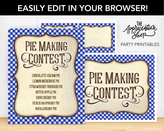 EDITABLE Pie Making Contest Printables Western Staff | Etsy