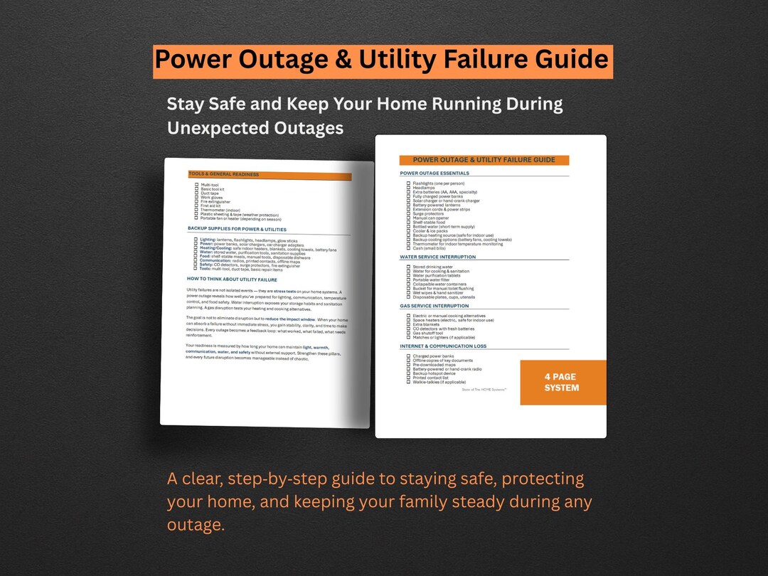 Power Outage Utility Failure Guide | Home Emergency Checklist (PDF ...