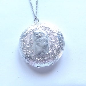 Huge Silver Cat Locket, Art Nouveau Locket, Embossed Victorian Cat ...