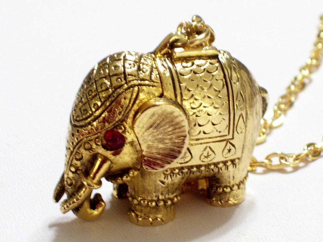Vintage Elephant Locket Necklace, Vintage Elephant Perfume Locket ...