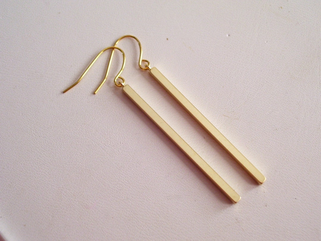 Gold Stick Earrings Minimalist Earrings Stick Earrings - Etsy