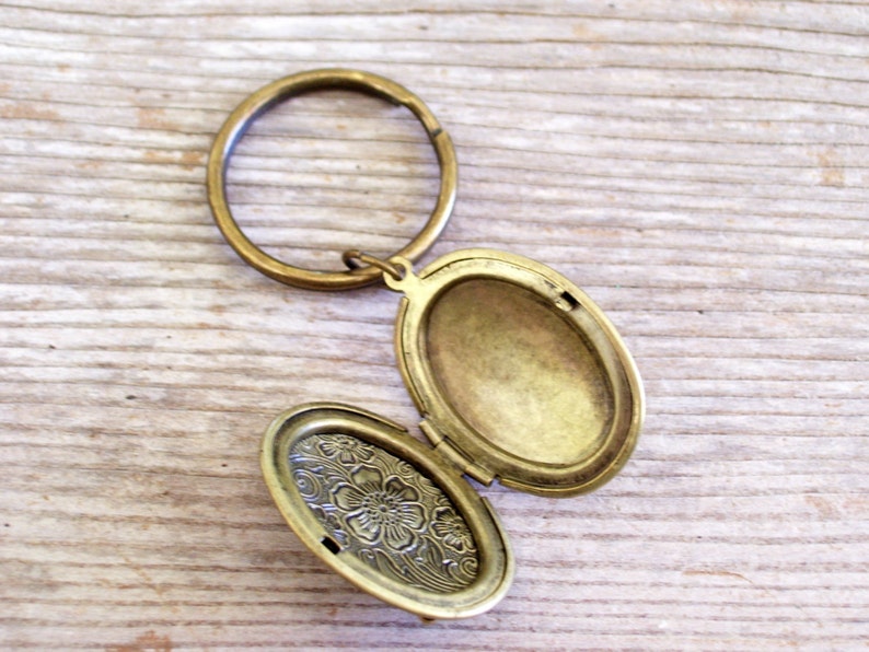 Rabbit Locket Keychain Brass Floral Locket Flower Locket - Etsy