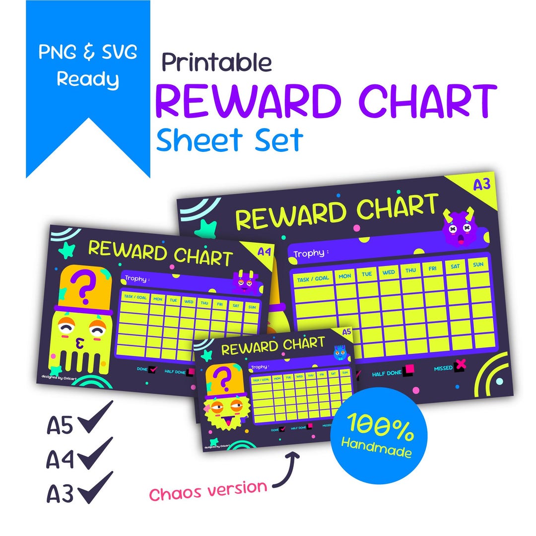 Printable Reward Chart for Kids – Colorful Habit & Behavior Tracker (A3 ...