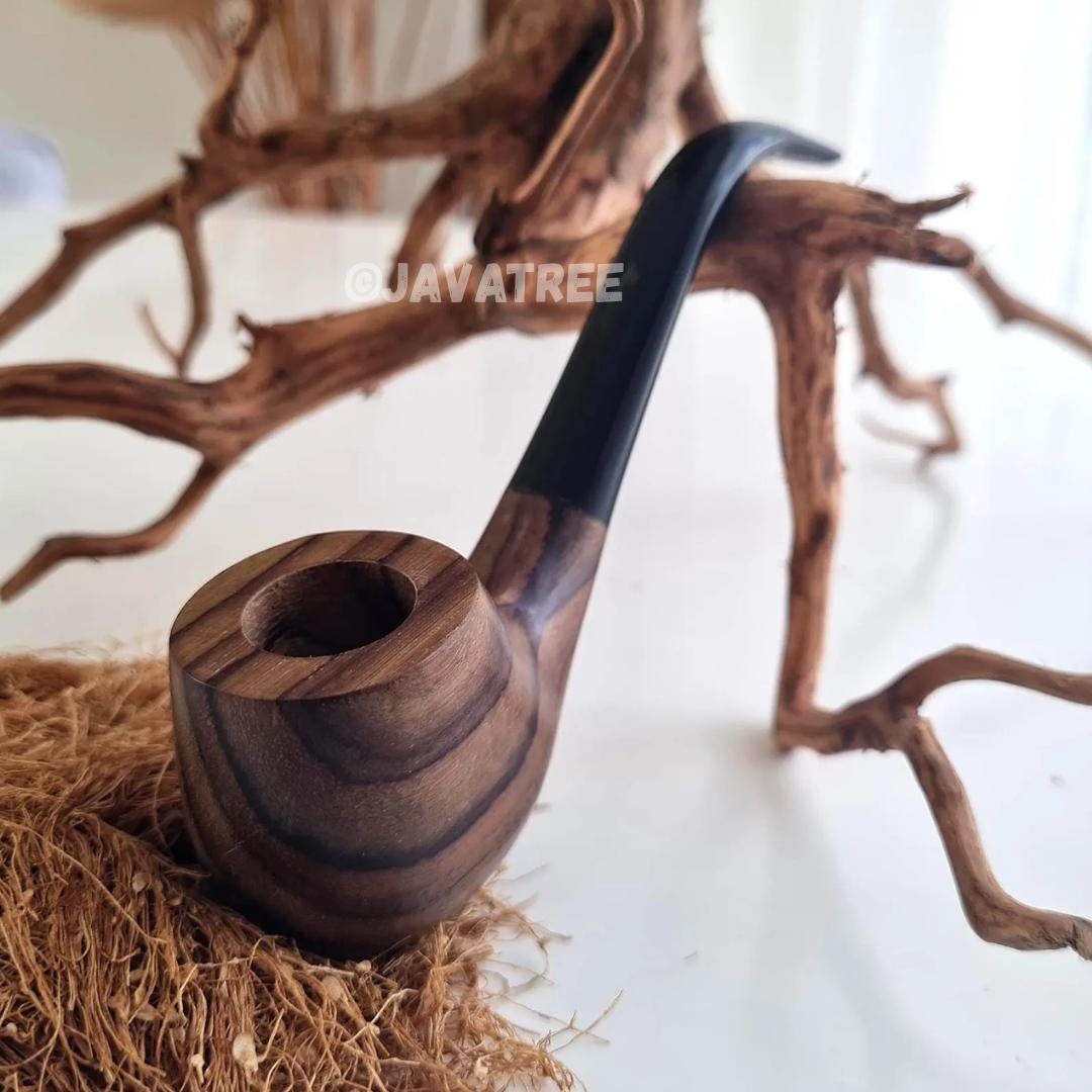 Handcrafted Rosewood Smoking Pipe, Buffalo Horn, Tobacco Wooden Pipe ...