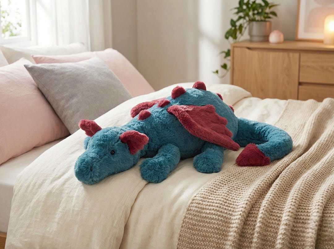 Long Dragon Plush Toy With Wings – Soft Stuffed Dragon Pillow, Cute ...