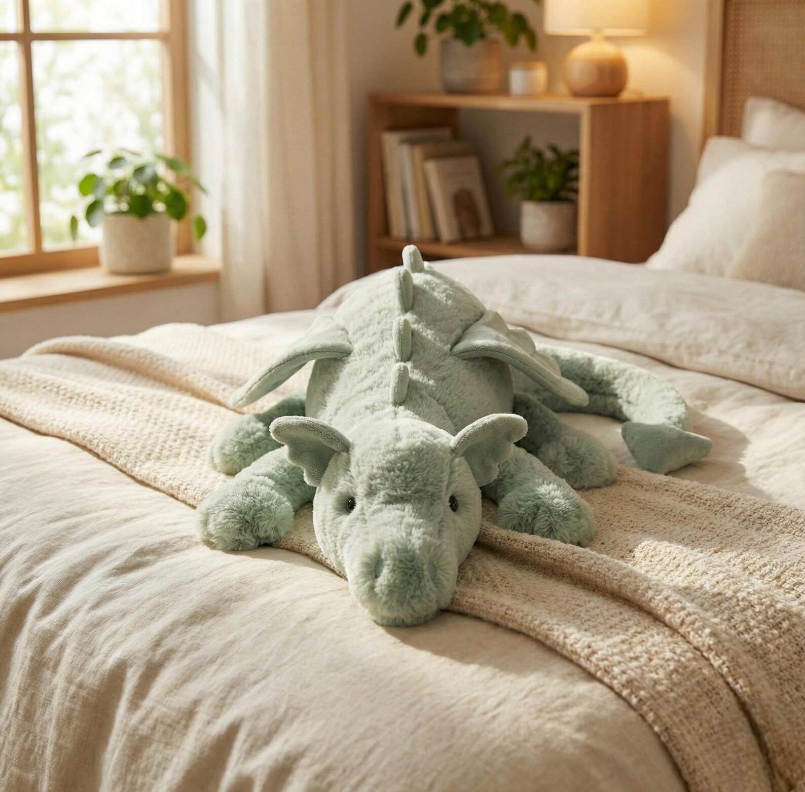 Long Green Dragon Plush Toy With Wings – Soft Stuffed Dragon Pillow ...